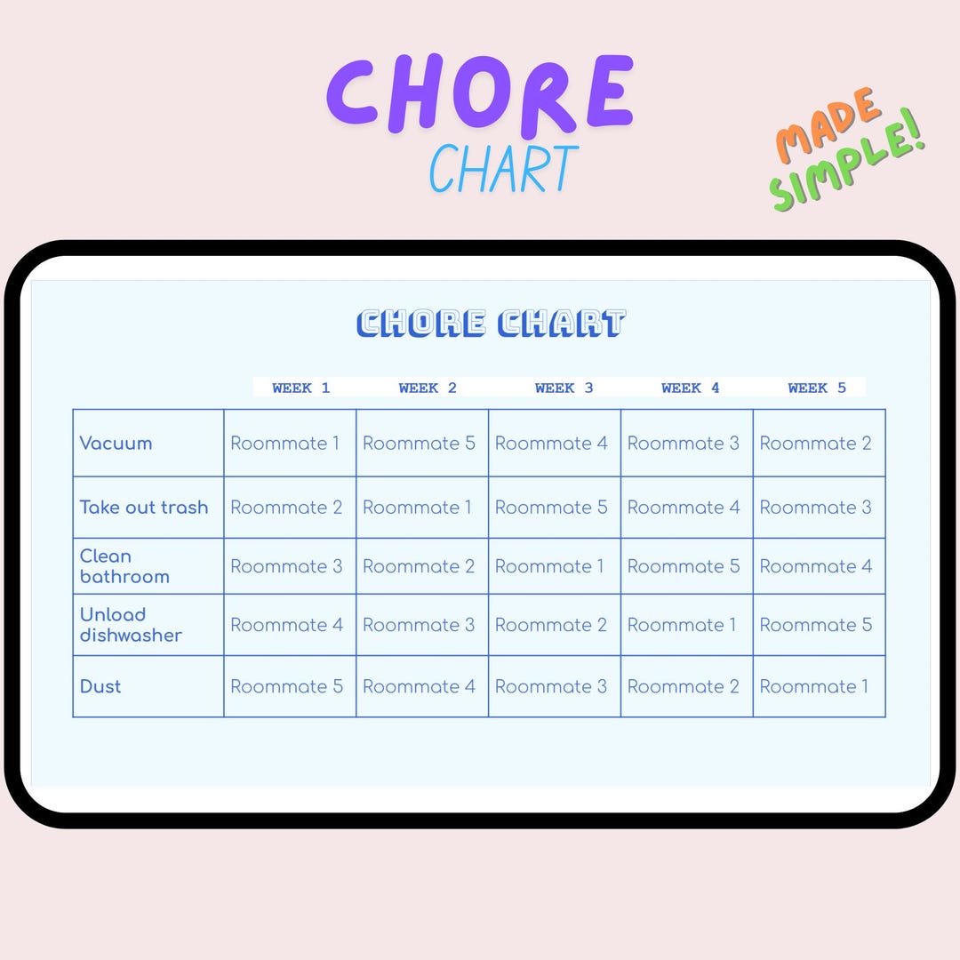 Roommate Chore Chart | Editable Cleaning Schedule - Etsy