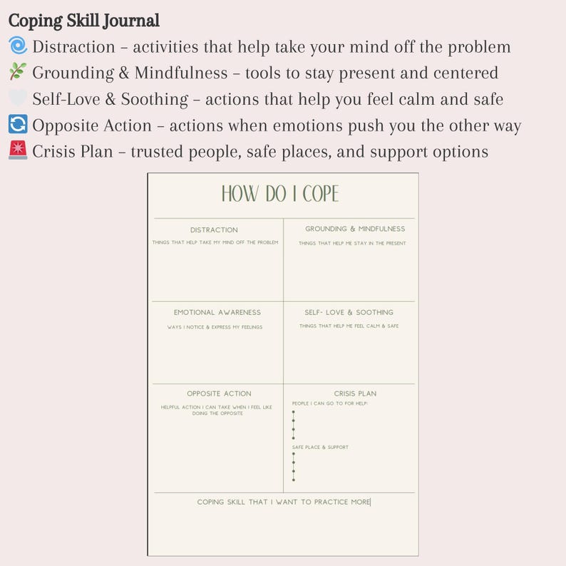 Coping Skills Journal | Printable Mental Health & Emotional Regulation ...