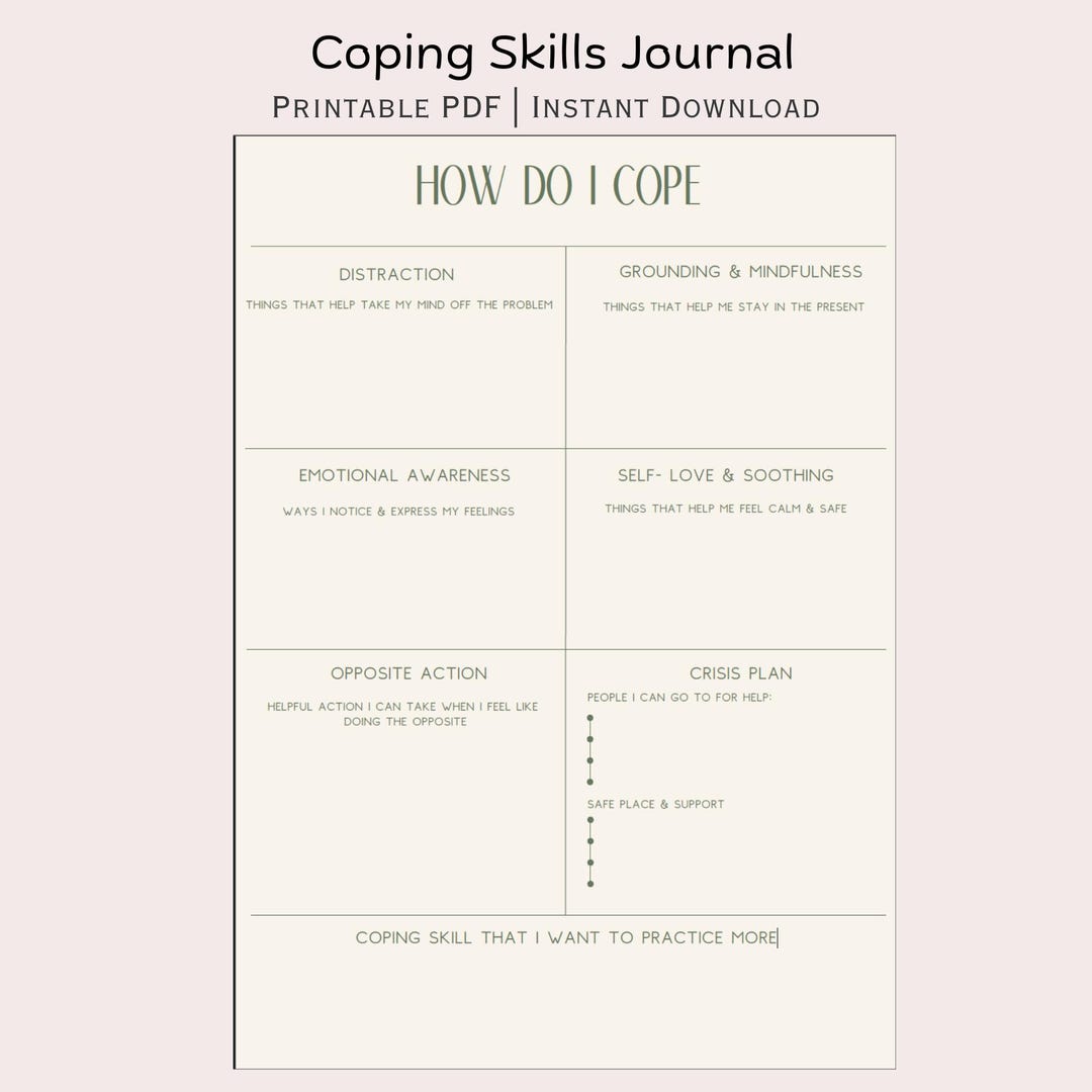 Coping Skills Journal | Printable Mental Health & Emotional Regulation ...