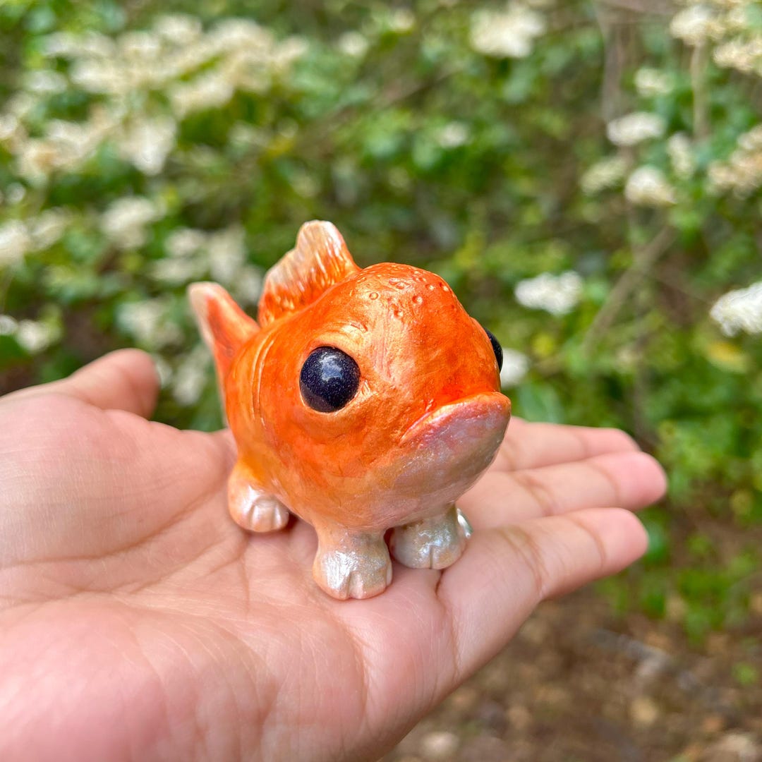 Penny the Goldfish With Legs | Polymer Clay Figurine | Desk Friend ...