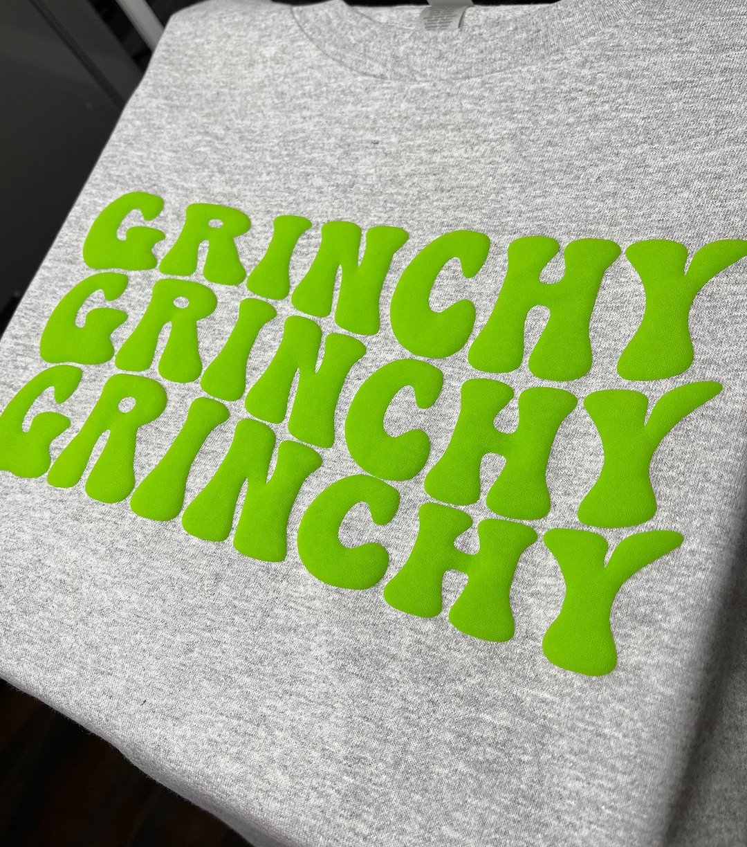 Mean Green Guy Puff Transfer for Blank Apparel. Christmas Shirt Idea ...