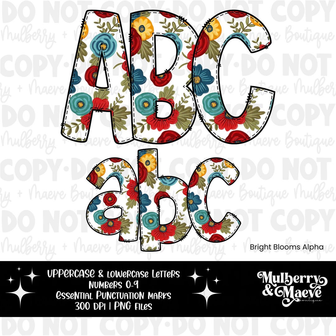 Bright Blooms Alphabet, Digital Design Download, Floral Letters - Etsy