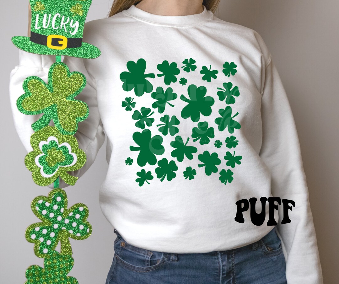 St. Patrick's Day Shamrock Ready to Press Puff Transfer for Blank ...