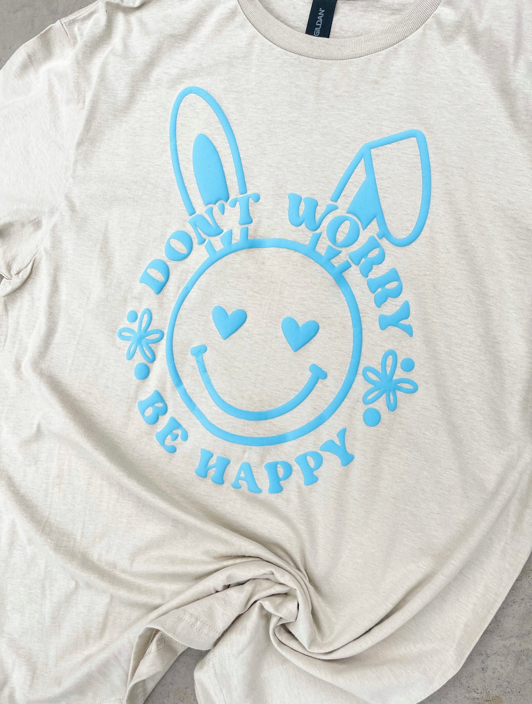 Bunny Smiley Puff Transfer for Blank Apparel. Easter Shirt and ...