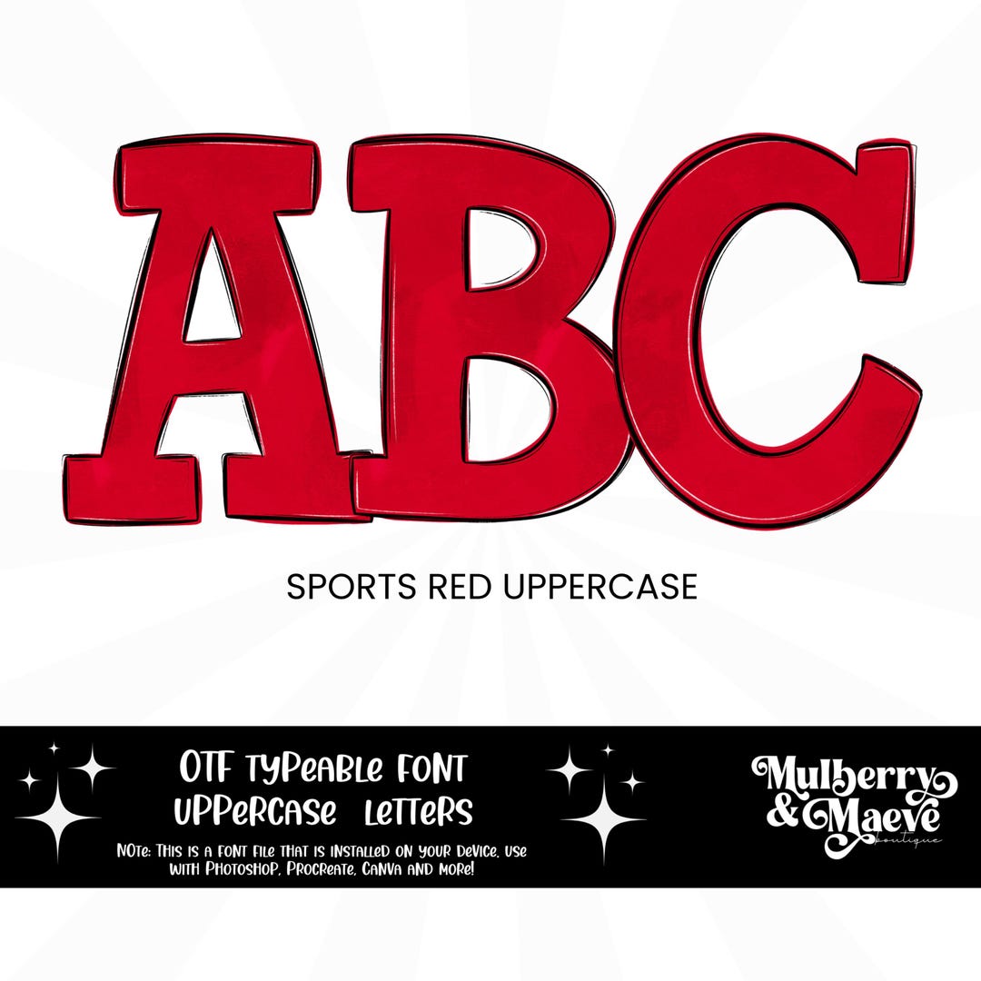 Sports Red Digital Font: OTF Uppercase Alphabet for Creative Designers ...