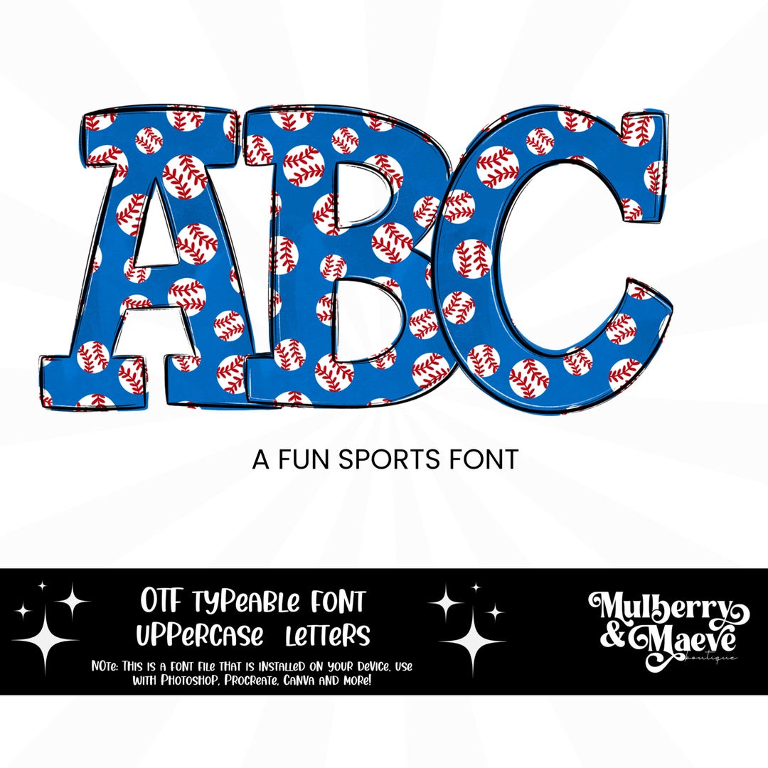 Baseball-inspired Typeable OTF Font: Digital Uppercase Alphabet for ...
