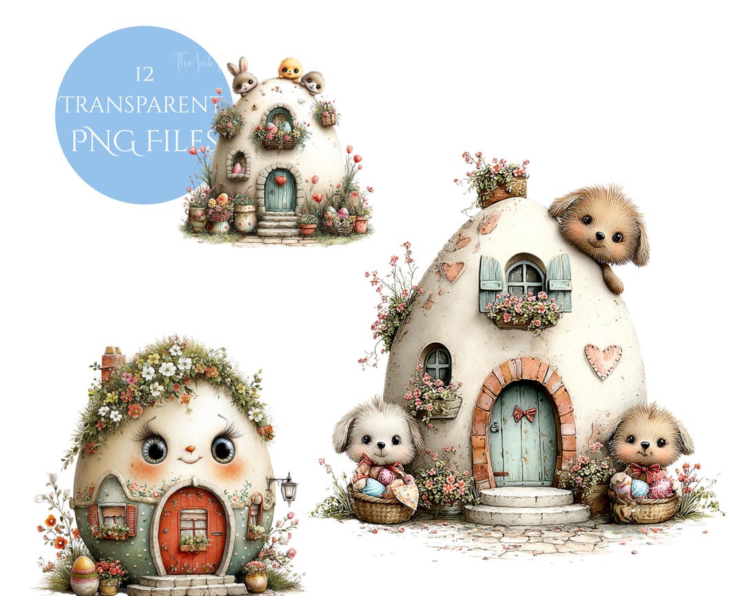 Easter Egg House Clip Art 12 Transparent Pngs Watercolour Clipart ...