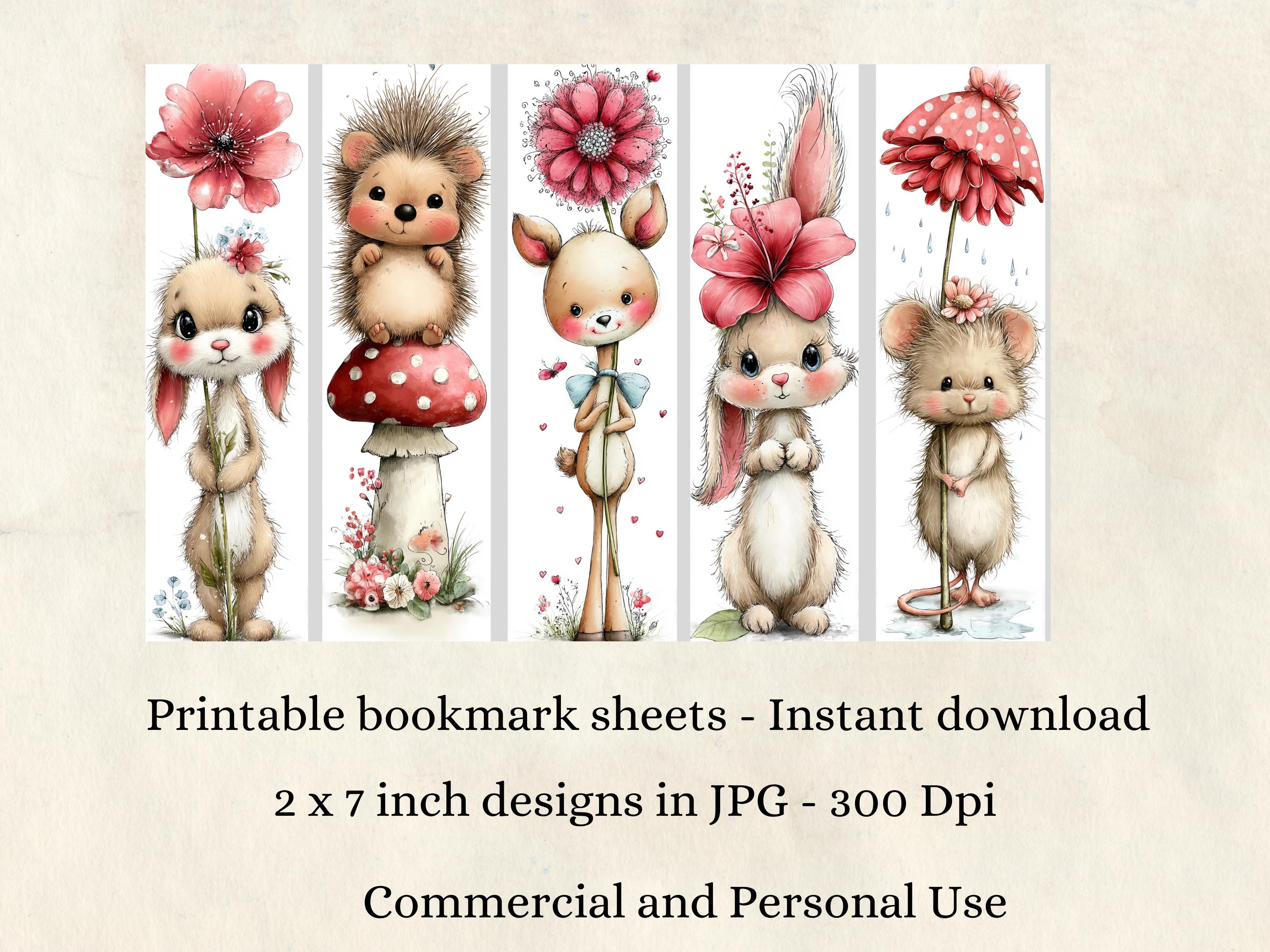 Woodland Animals Printable Bookmarks Digital Downloads 15 JPG Files ...