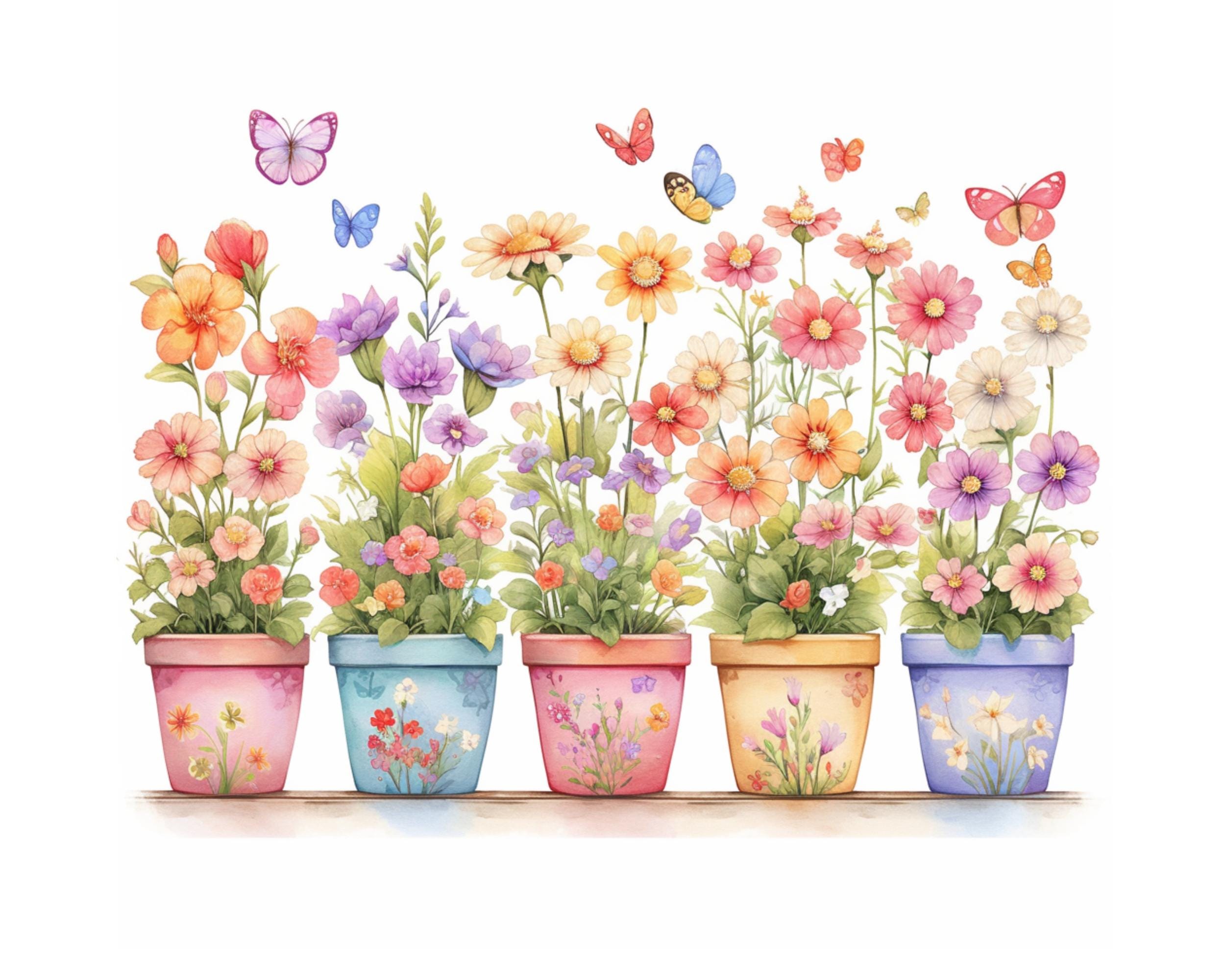 Whimsical Flower Clipart, Flowers Clipart, 14 High Res JPG, Digital ...