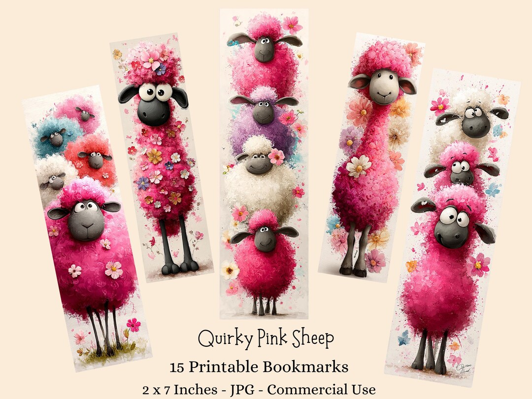 Whimsical Sheep Printable Bookmarks Digital Downloads 10 JPG Files ...