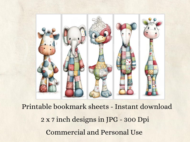 Safari Animals Printable Bookmarks, Kids Craft Set (digital Download ...