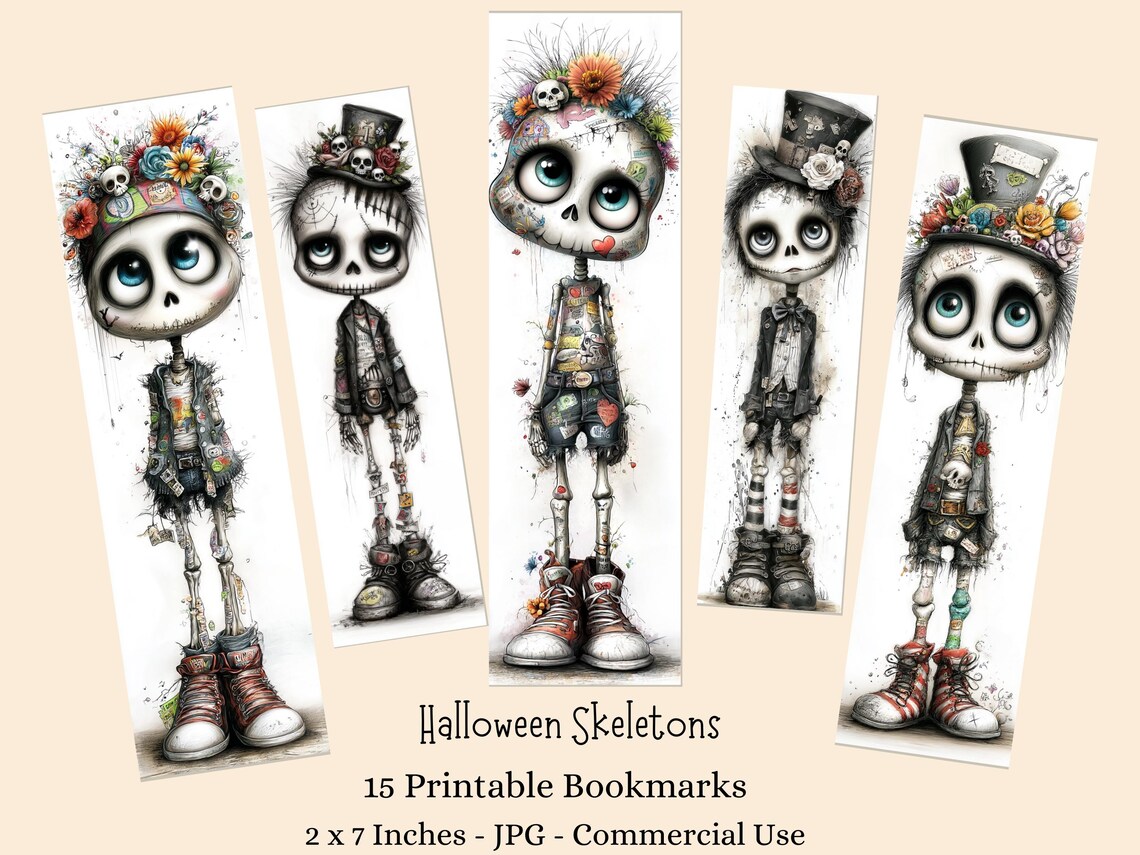Halloween Printable Bookmarks Digital Downloads 15 JPG Files Bookmark ...