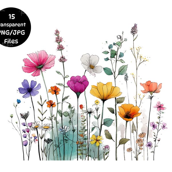 Wildflower Doodle - Etsy