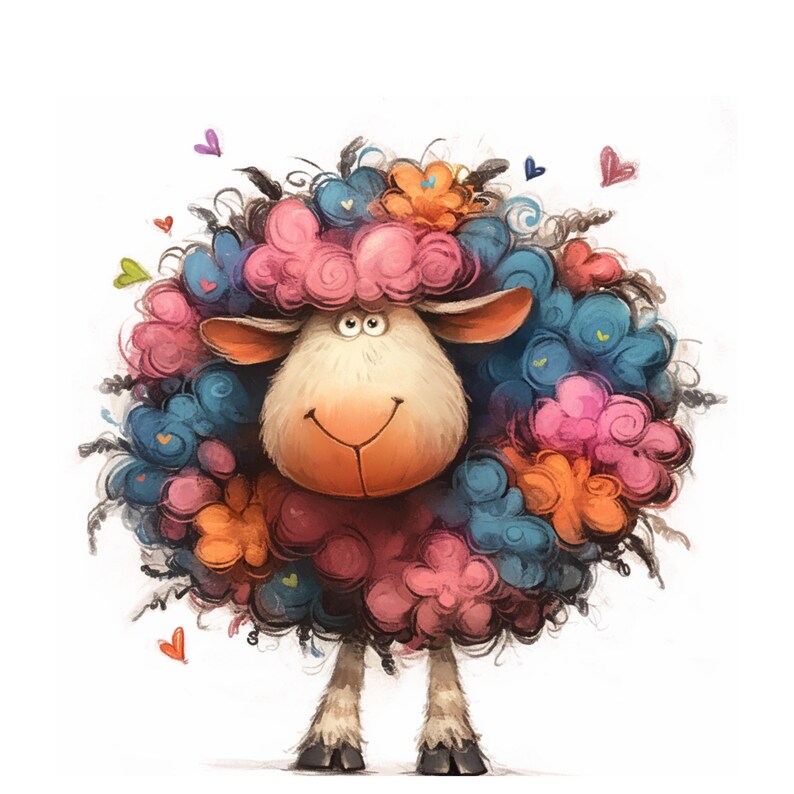 Quirky Sheep Clip Art, Watercolour Clipart 10 Jpgs Junk Journaling ...