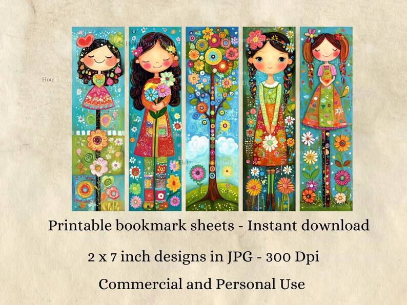 Whimsical Girls 15 Printable Bookmarks Digital Downloads - Kids Craft ...