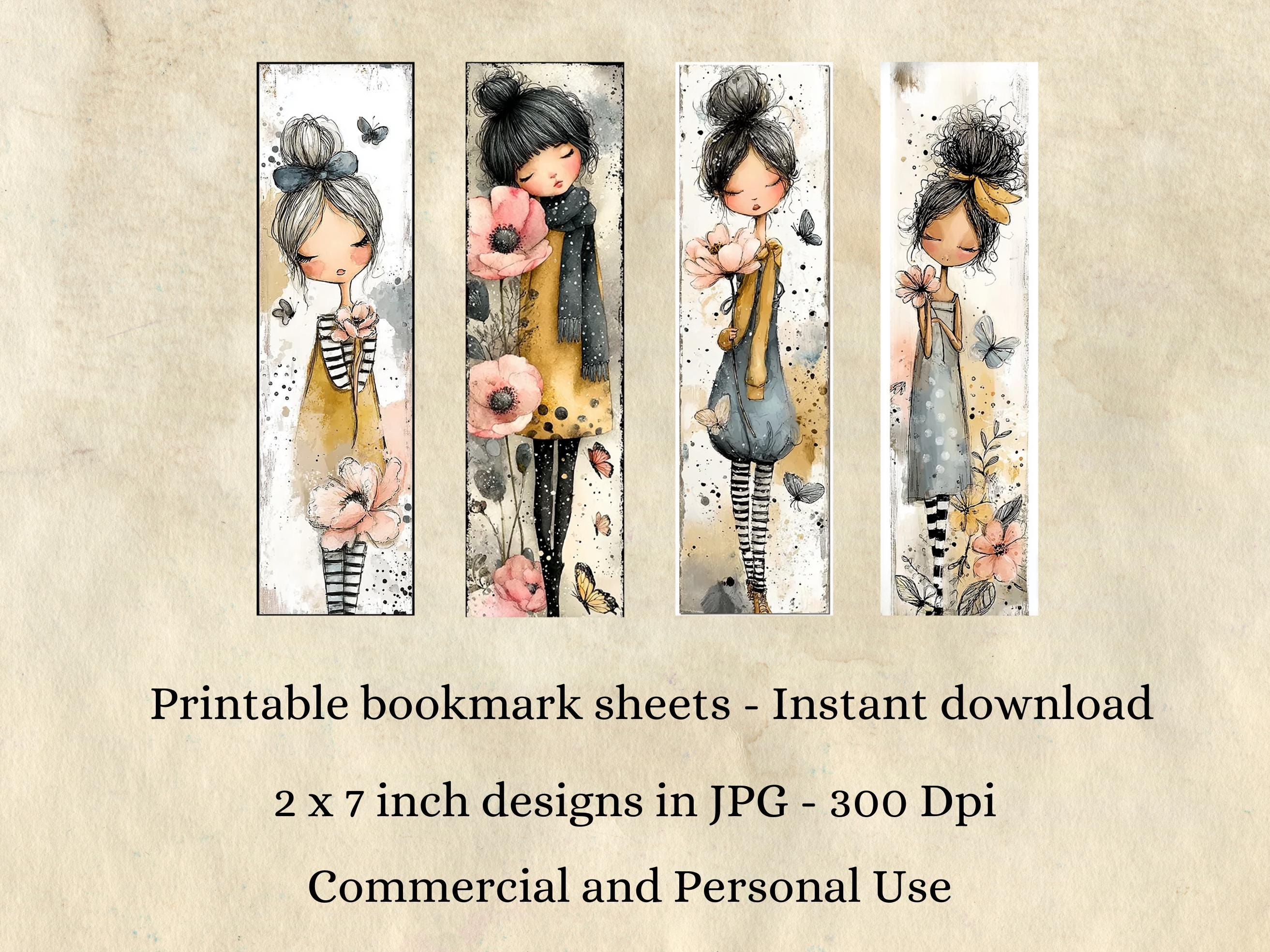 Quirky Girls Printable Bookmarks Digital Downloads 16 JPG Files ...