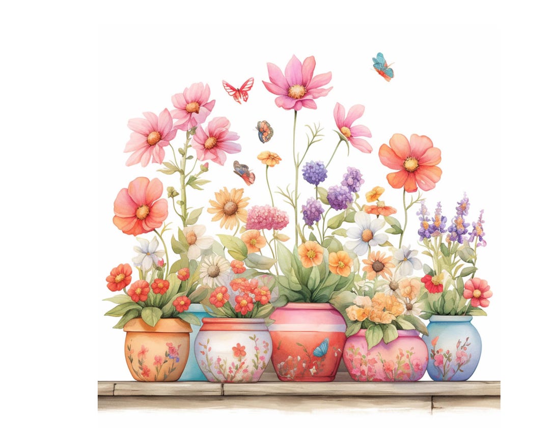 Whimsical Flower Clipart, Flowers Clipart, 14 High Res JPG, Digital ...