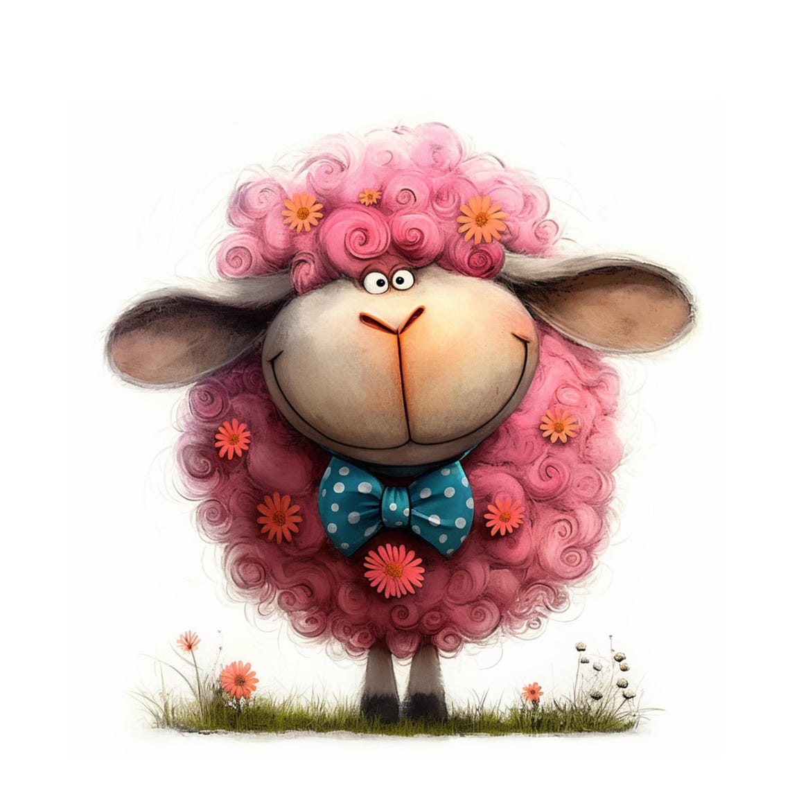 Quirky Sheep Clip Art, Watercolour Clipart 10 Jpgs Junk Journaling ...