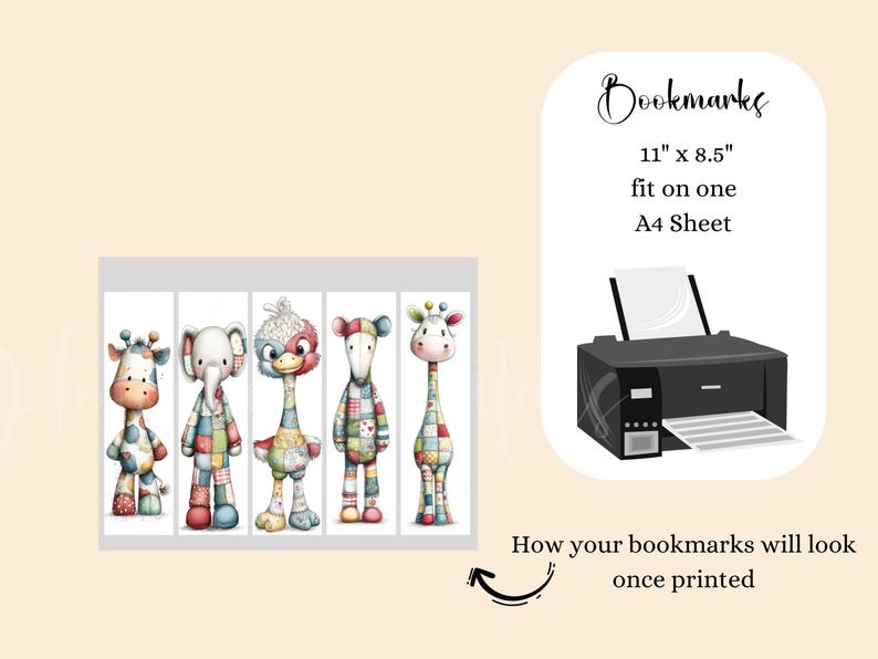 Safari Animals Printable Bookmarks, Kids Craft Set (digital Download ...