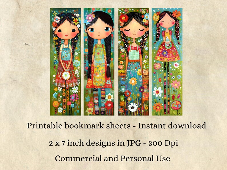 Whimsical Girls 15 Printable Bookmarks Digital Downloads - Kids Craft ...
