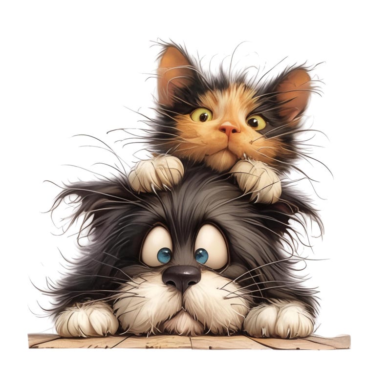 Quirky Dogs Clipart Quirky Cats Clipart 12 Hires PNG/JPG Watercolour ...