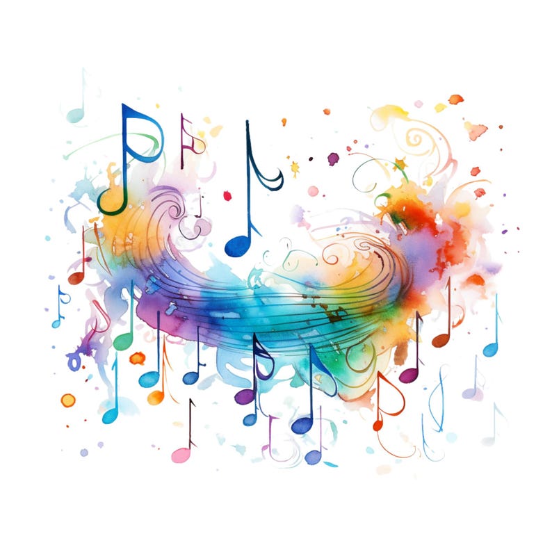 Watercolor Music Notes Clipart, 10 JPG, Digital Download, Digital Paper ...