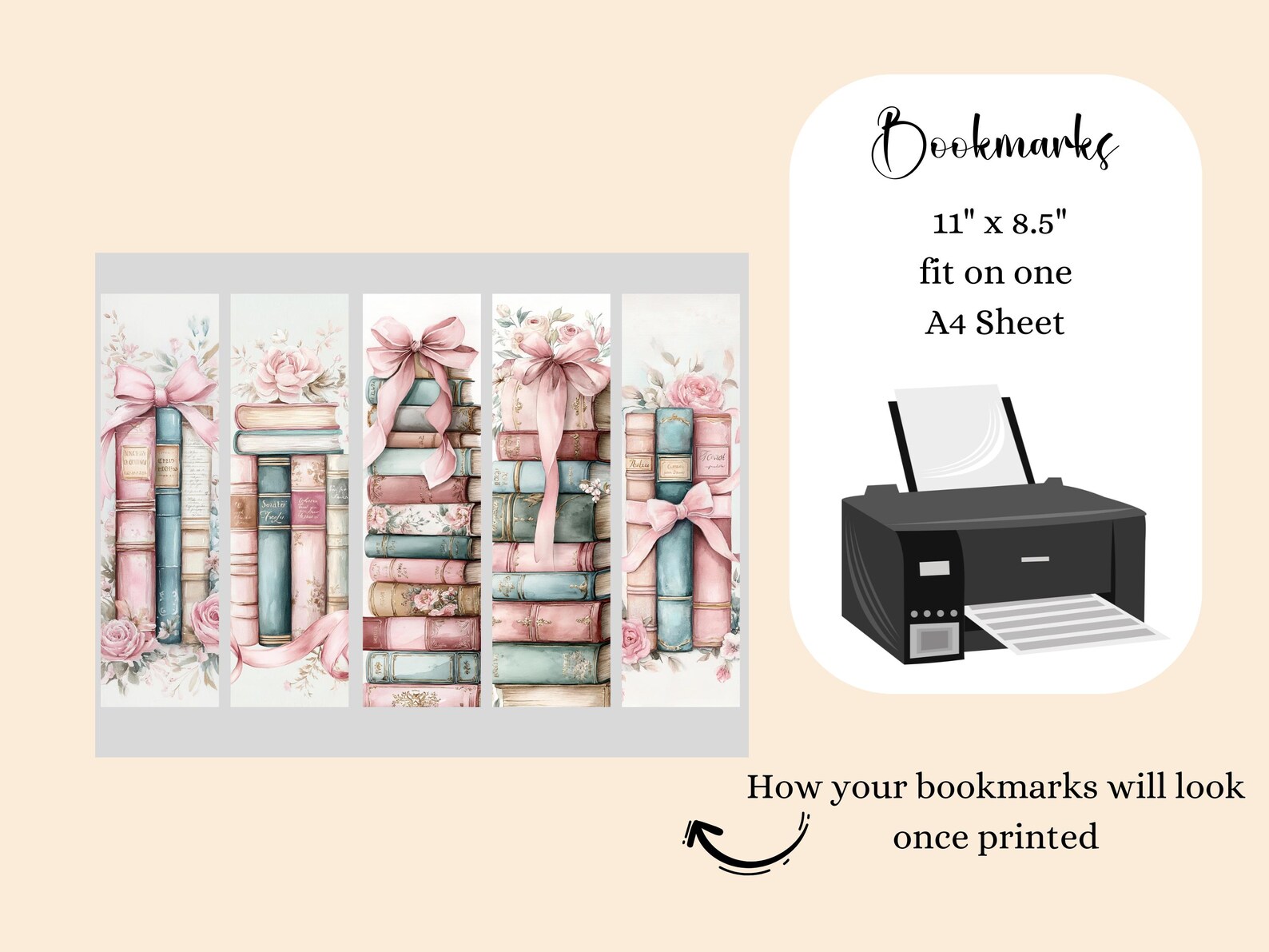 Vintage Books Printable Bookmarks Digital Downloads 10 JPG Bookmarks ...