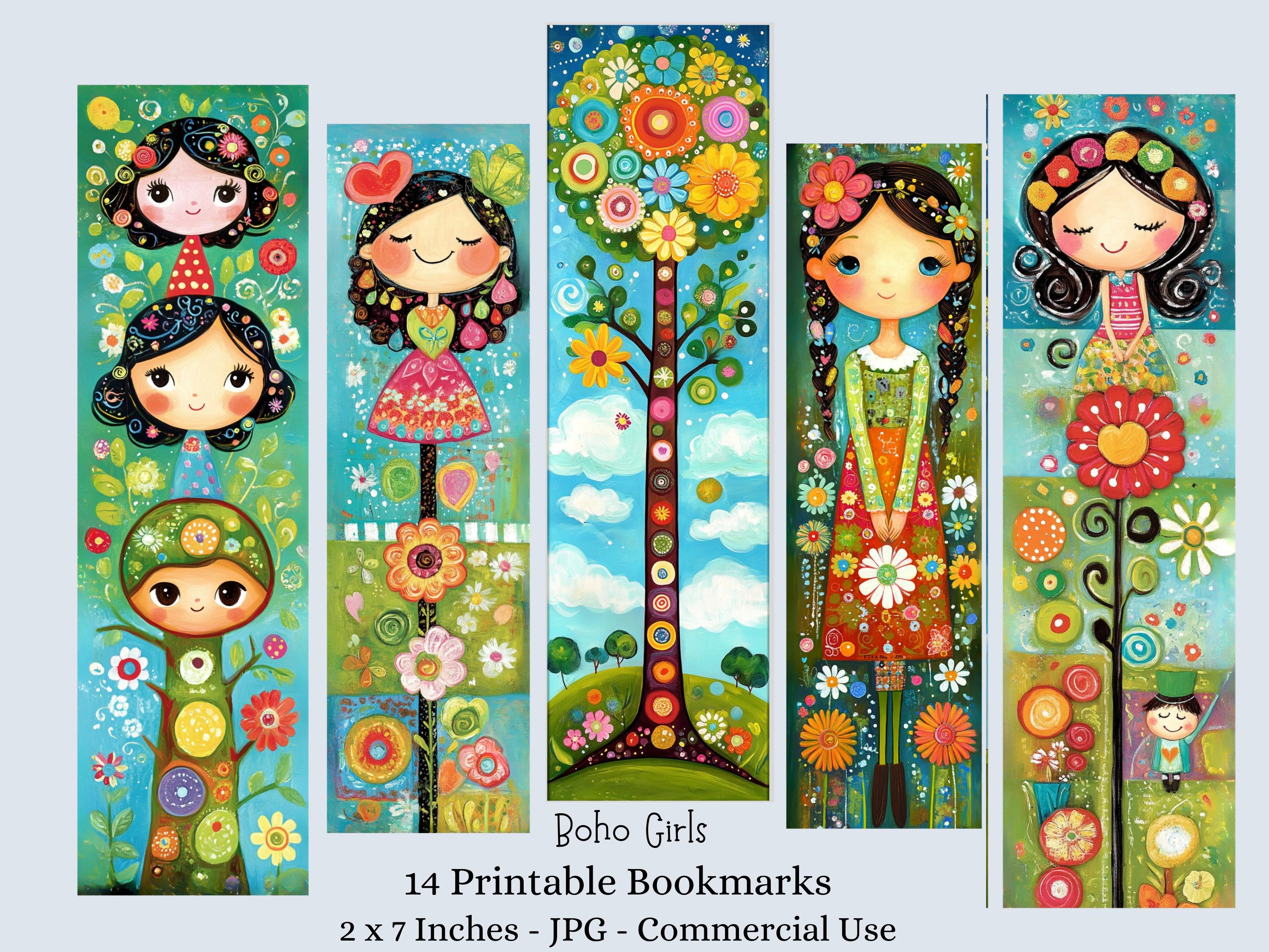Whimsical Girls 15 Printable Bookmarks Digital Downloads - Kids Craft ...