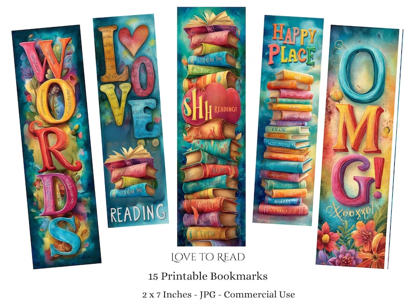 Whimsical Love to Read Bookmarks, Watercolour Style, Printable 15 ...
