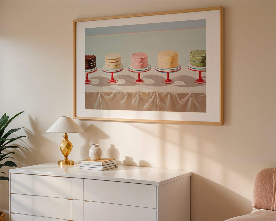 Colorful Cake Art Print: Mid-century Modern Kitchen Decor - Etsy