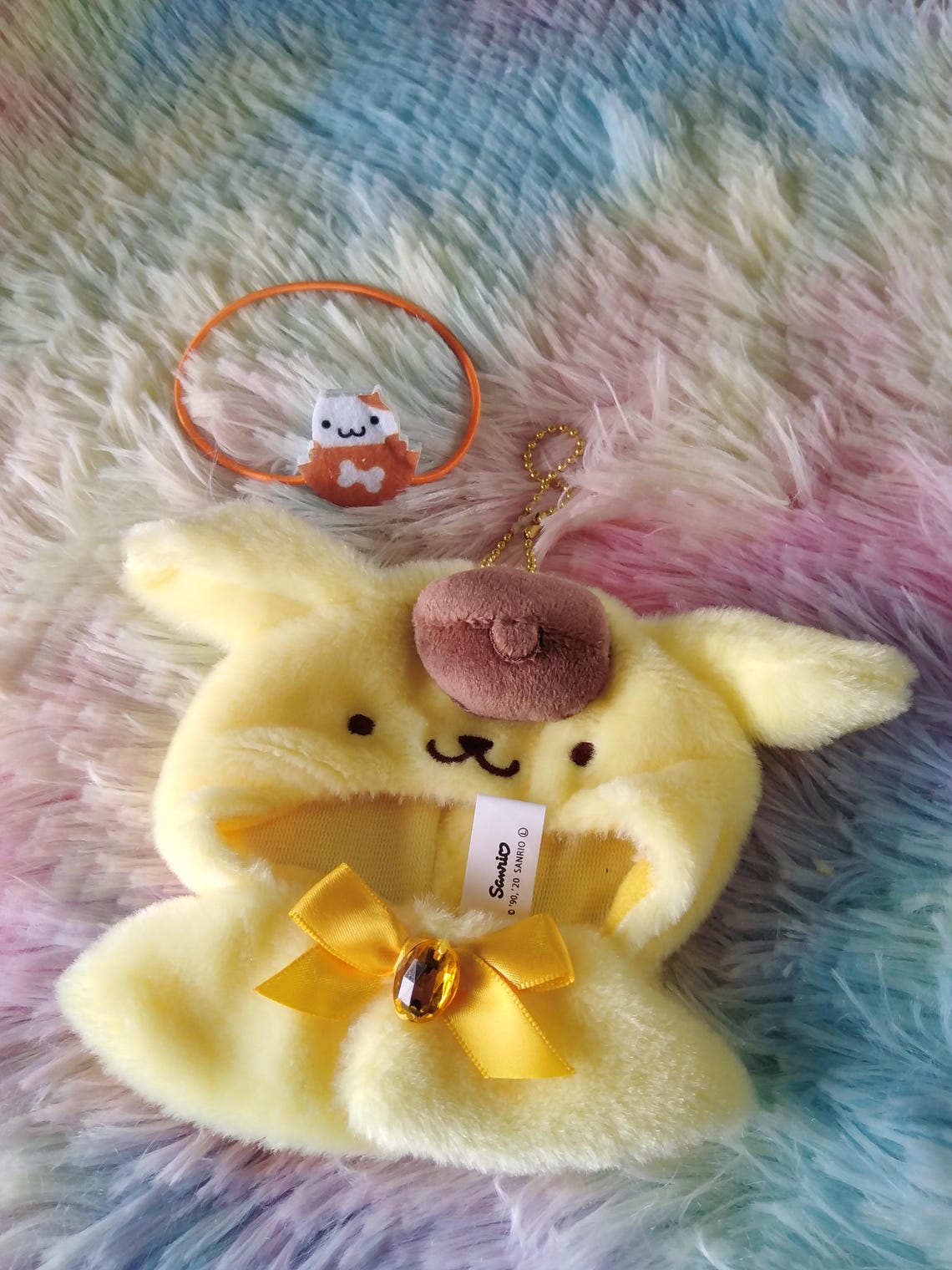 Labubu Outfit Set - Fluffy Yellow Hooded Cape With Keychain Loop ...