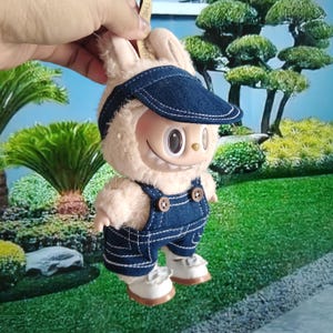 Handmade Labubu Outfits, Denim Overall Set for Labubu, Cap or Bow (shoes Not Included), Gift for ...