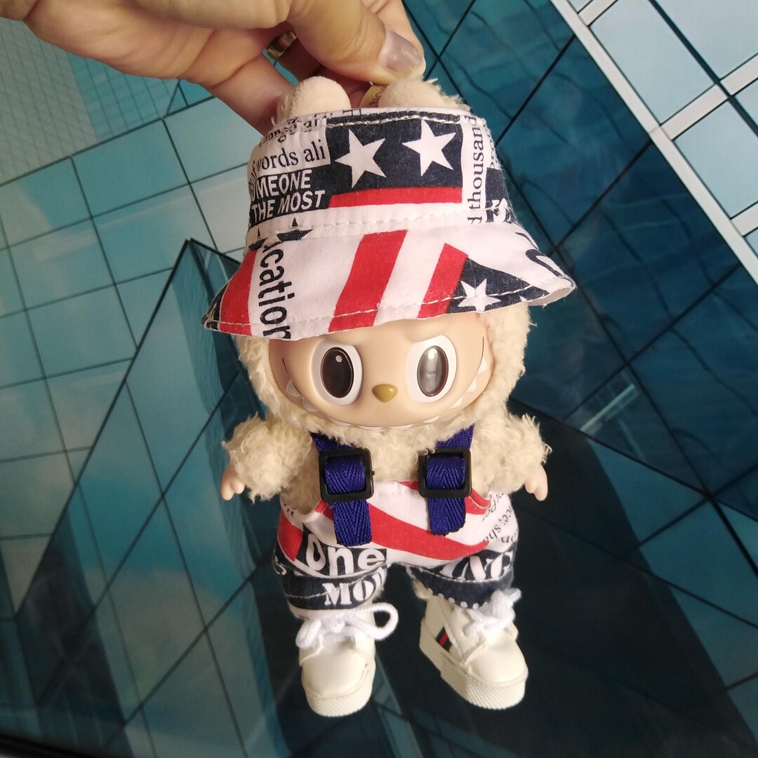 Handmade Labubu Doll Outfit – Patriotic Overalls & Hat Set (shoes Not ...