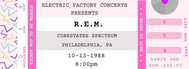 Printable Retro Concert Ticket Template 70’s, 80’s, 90’s - Etsy