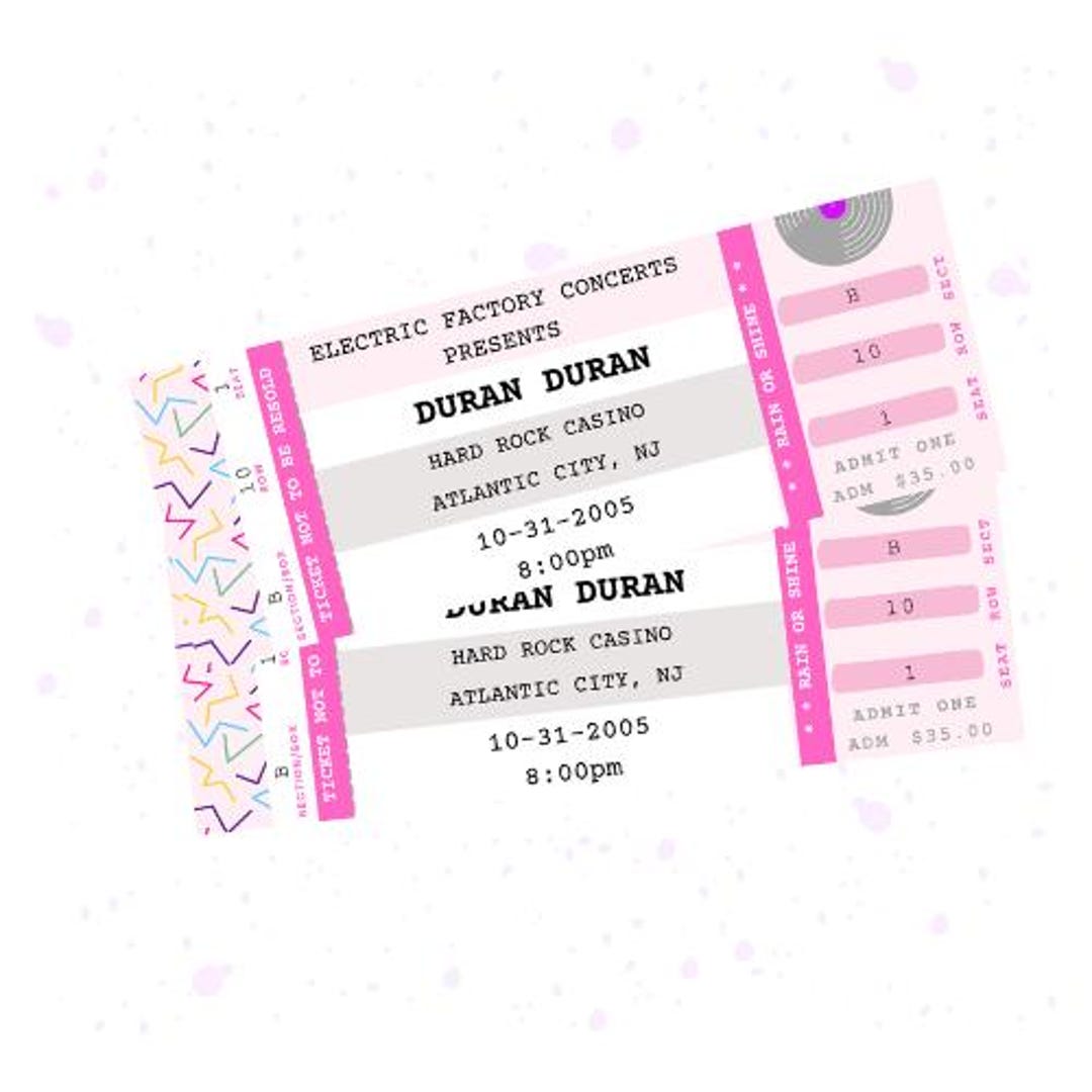 Printable Retro Concert Ticket Template 70’s, 80’s, 90’s - Etsy