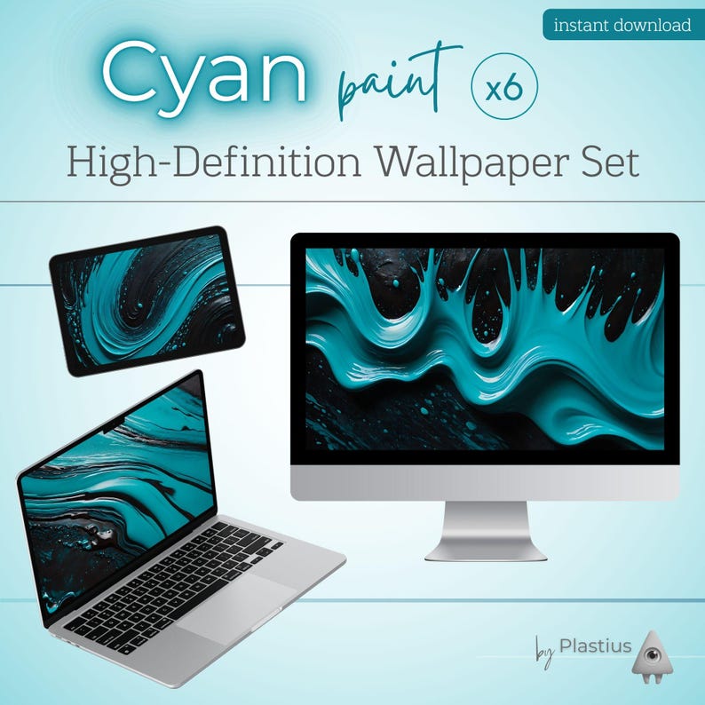 Cyan Computer Desktop Background | 4K | Minimalist Computer PC MacBook ...