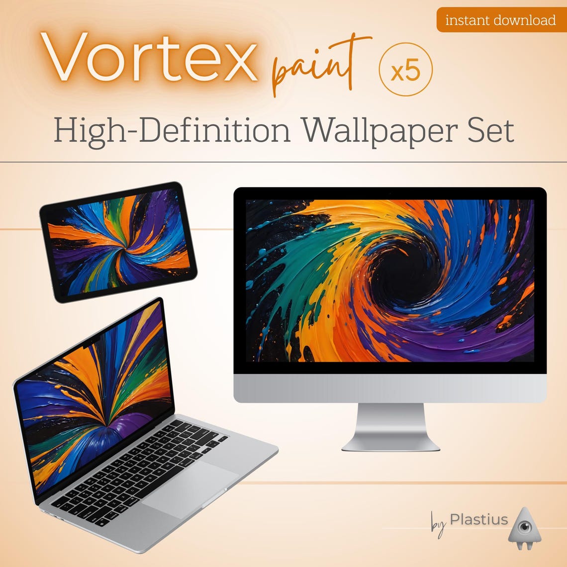 4K Vortex Swirl Desktop Background | Minimalist Multicolor Abstract Art ...