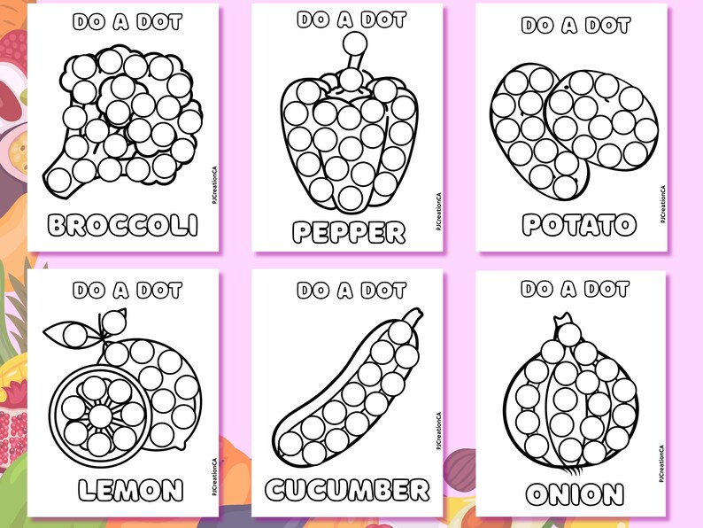 Printable Toddler Fruit & Vegetable Dot Marker Activity Pages – 30 PDF ...