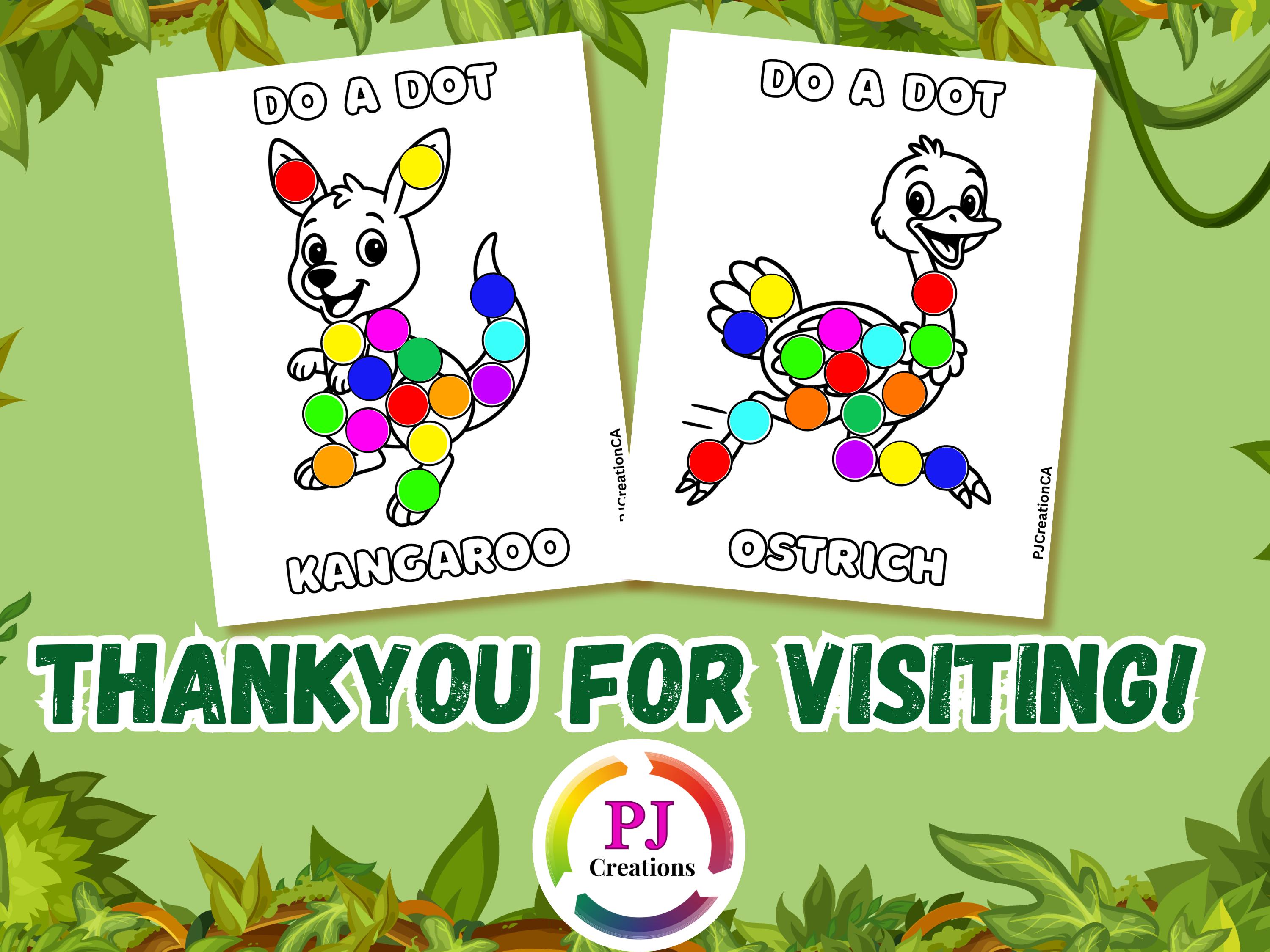 Safari Animals Dot Marker Coloring Pages for Kids, Do a Dot Coloring ...