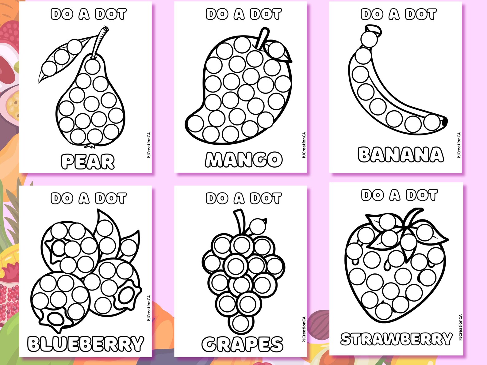 Printable Toddler Fruit & Vegetable Dot Marker Activity Pages – 30 PDF ...