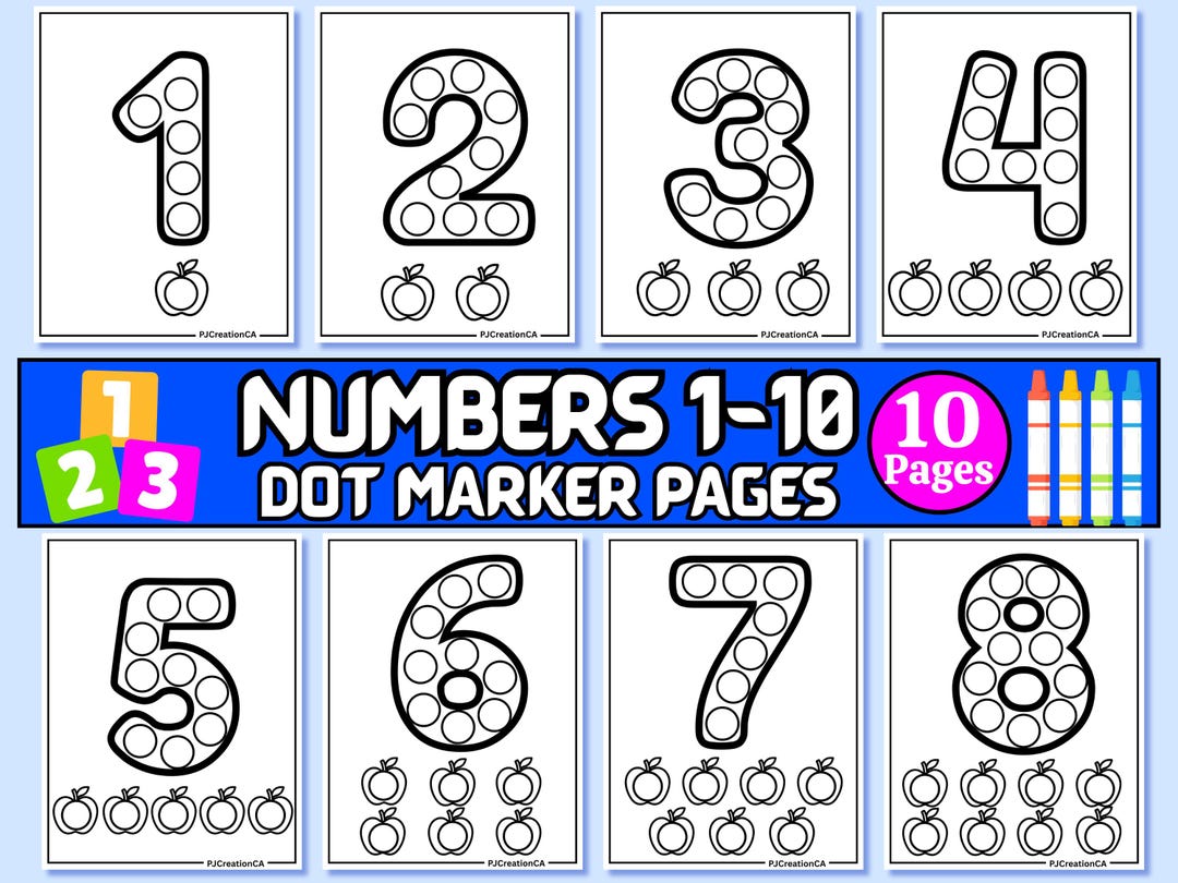 Numbers 1-10 Dot Marker Pages, Preschool Counting & Number Recognition ...
