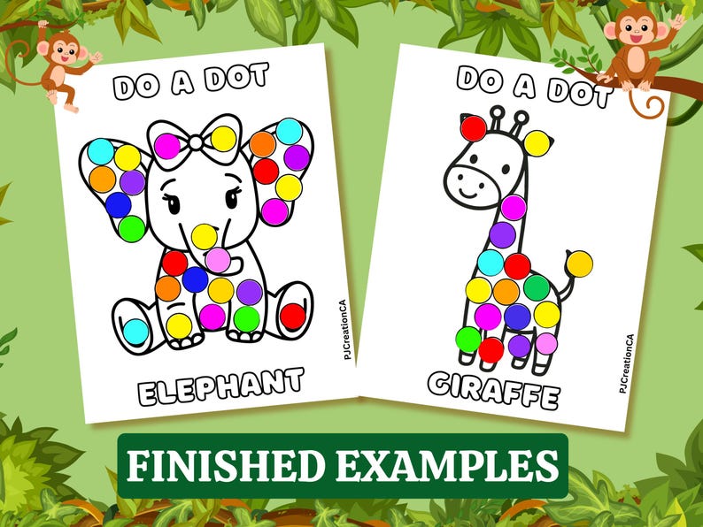 Safari Animals Dot Marker Coloring Pages for Kids, Do a Dot Coloring ...