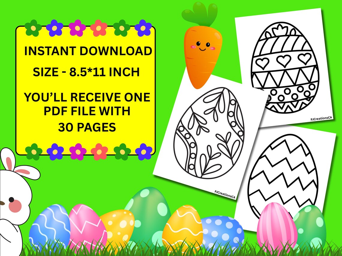 Easter Egg Coloring Pages for Kids – 30 Printable Easter Egg Designs ...