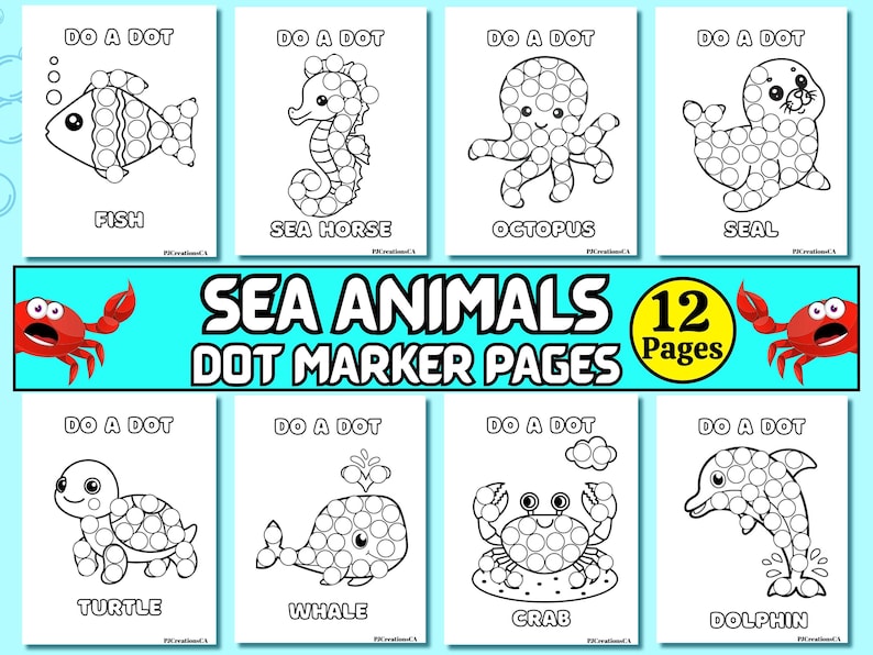 Sea Animal Dot Marker Printable Pack | Fun Preschool Daycare Activity ...