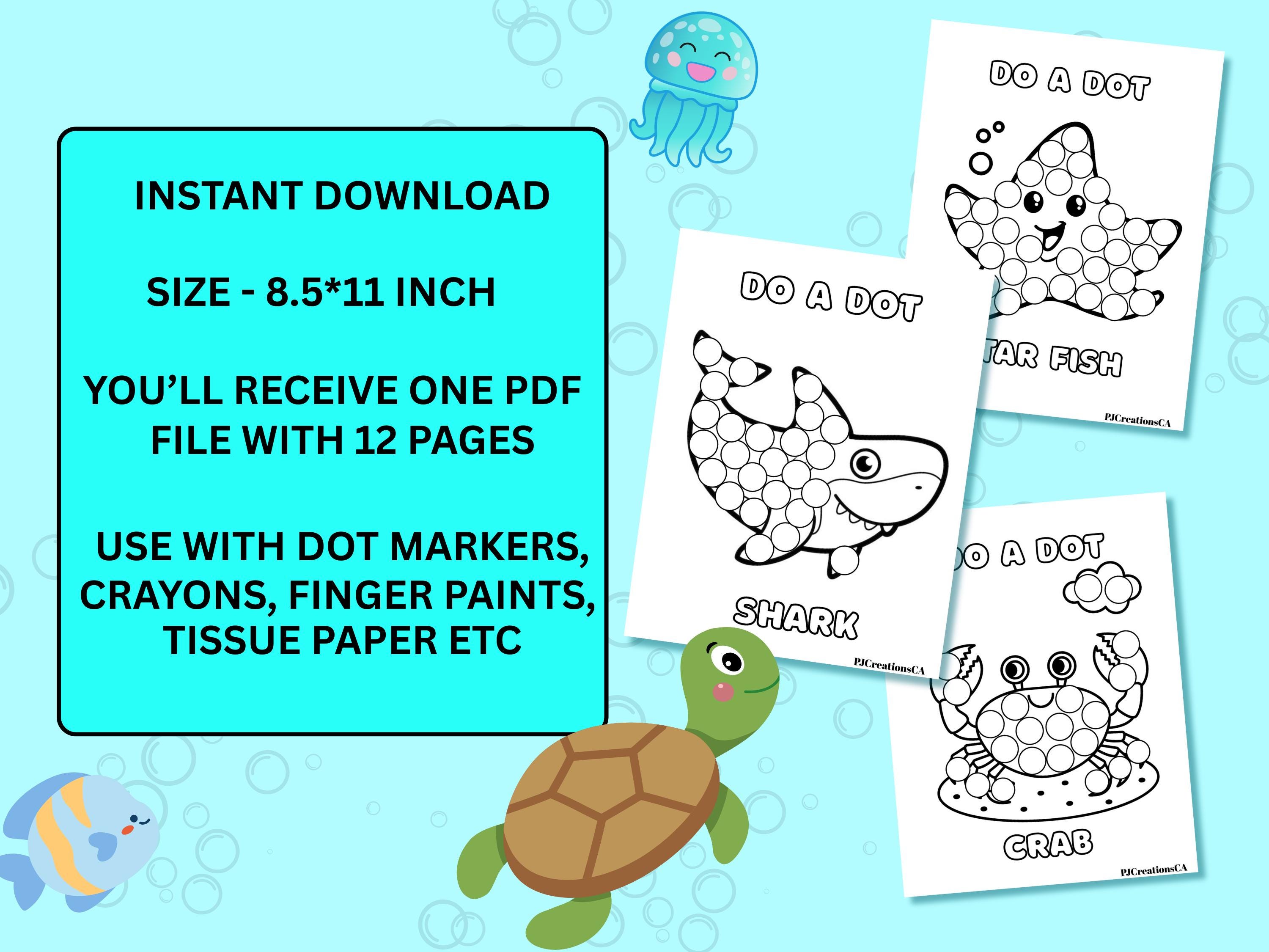 Sea Animal Dot Marker Printable Pack | Fun Preschool Daycare Activity ...