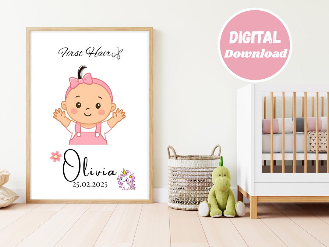 Baby First Haircut Keepsake Frame Instant Download Personalized Baby ...