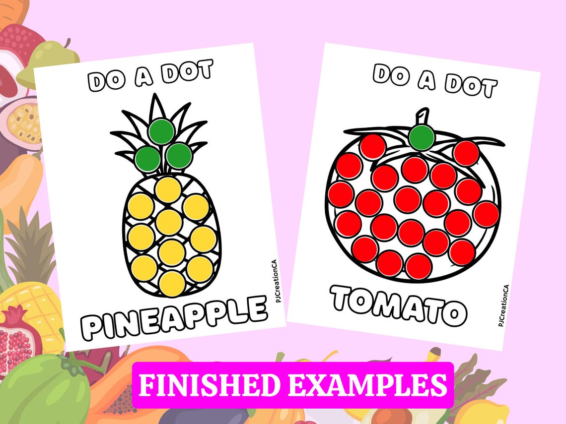 Printable Toddler Fruit & Vegetable Dot Marker Activity Pages – 30 PDF ...