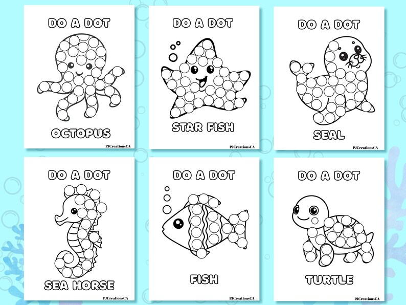 Sea Animal Dot Marker Printable Pack | Fun Preschool Daycare Activity ...