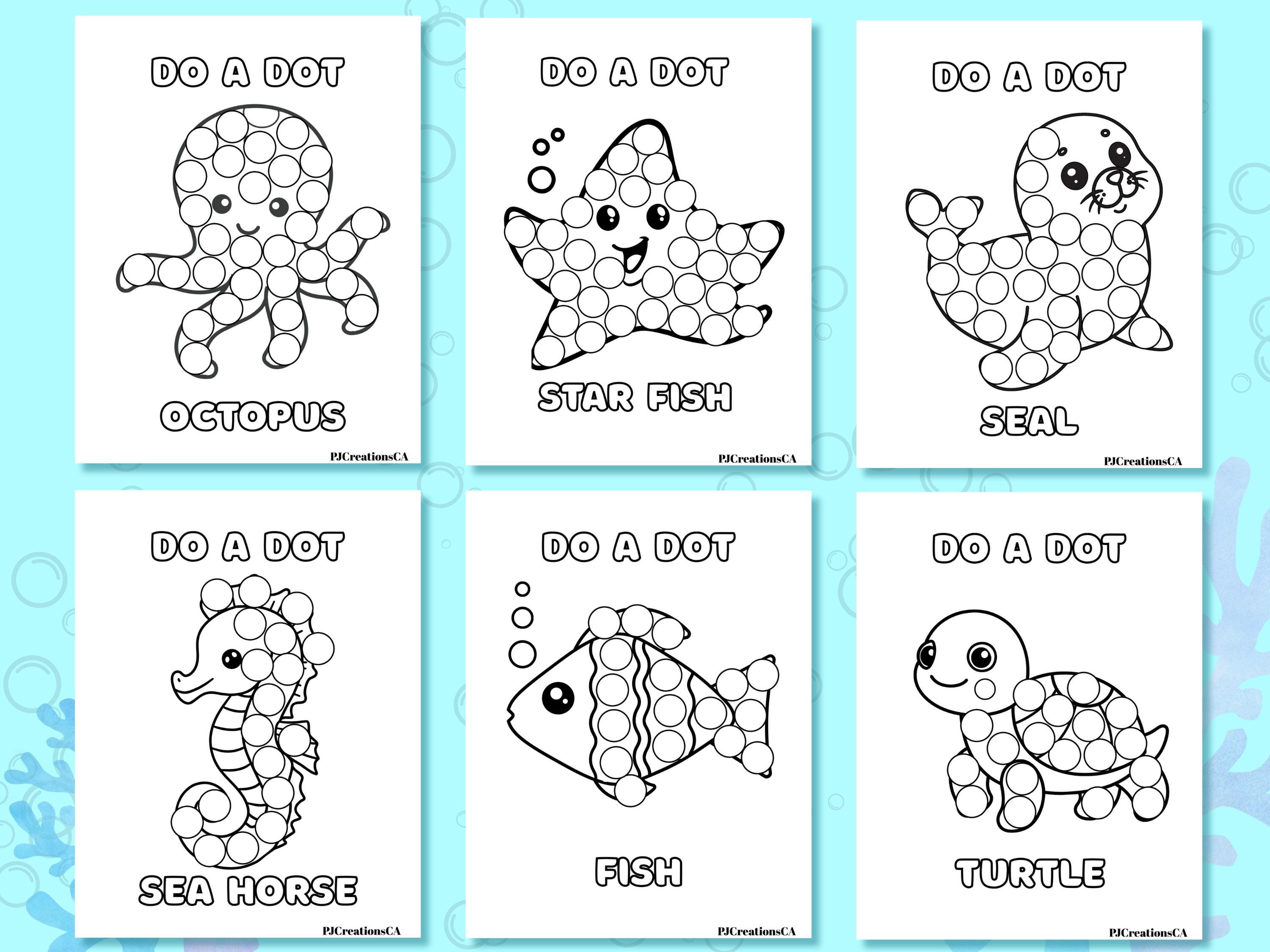 Sea Animal Dot Marker Printable Pack | Fun Preschool Daycare Activity ...