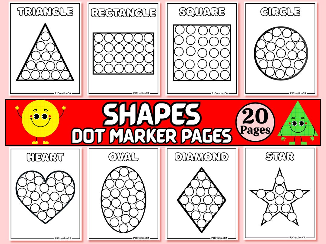 Learning Shapes, Do a Dot Printable for Kids, 20 Shapes Dot Marker ...